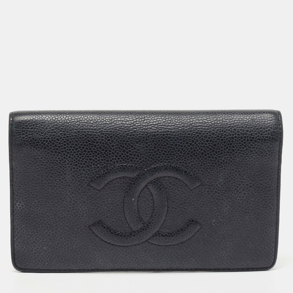 CHANEL | Bags | Chanel Navy Blue Leather Cc Timeless Wallet | Poshmark